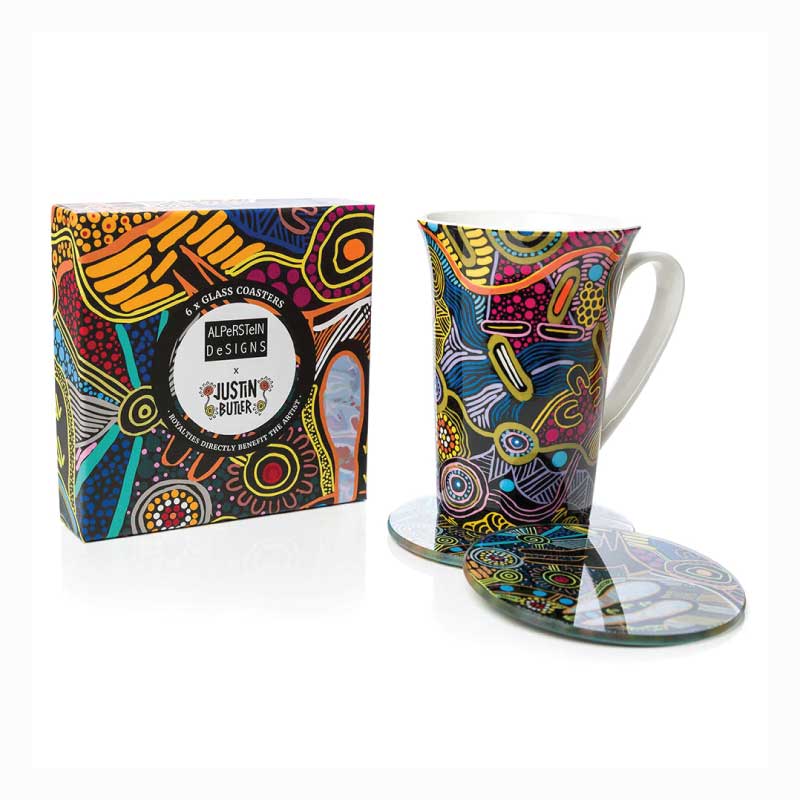 Aboriginal glass coaster - Justin Butler