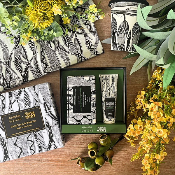 Aboriginal Art Gift Box - Eucalyptus Hand Cream and Body Bar