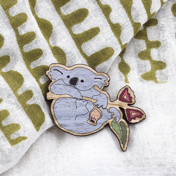 Brooch - Koala on branch